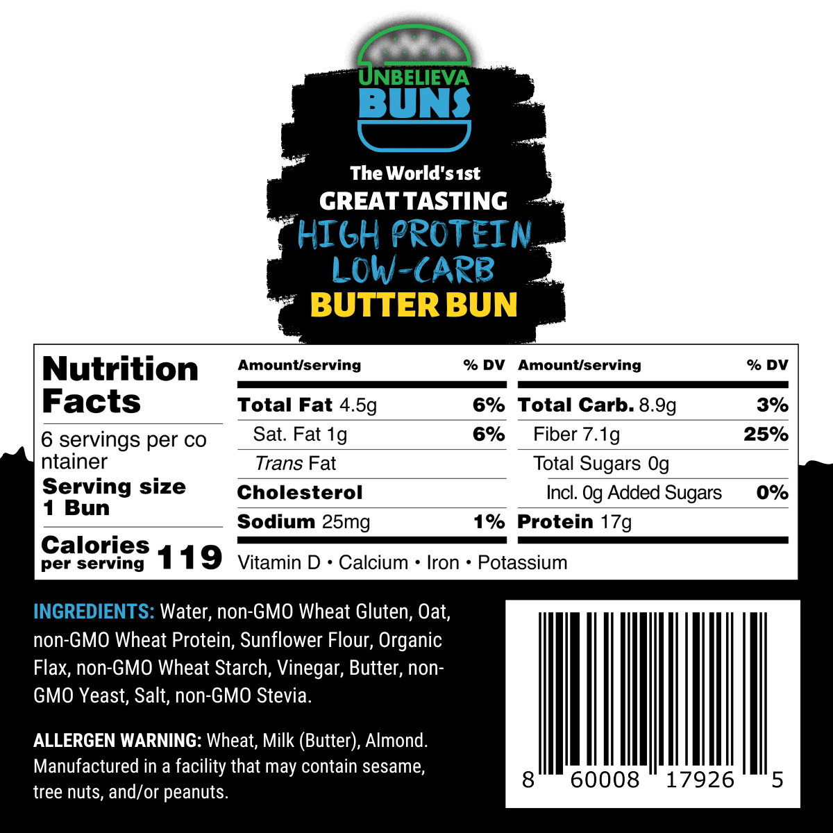 UnbelievaBuns - High Protein, Low-Carb Butter Buns (12 Total Buns ...