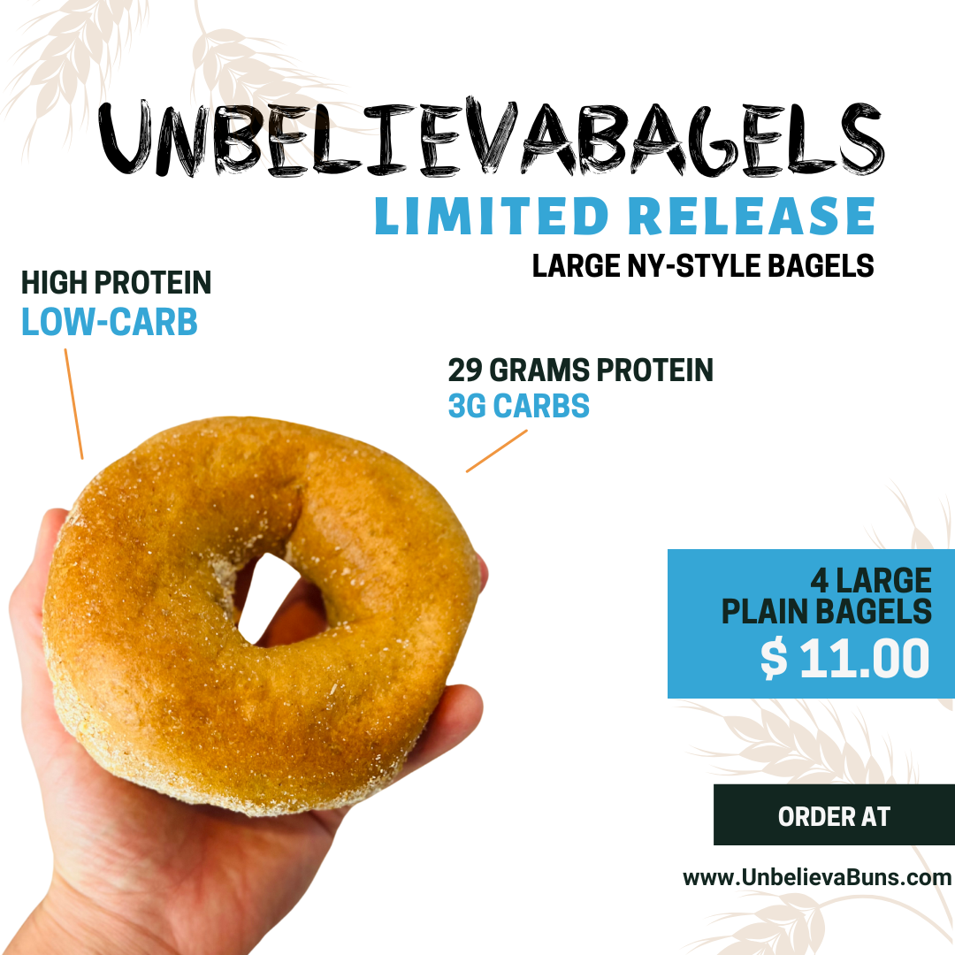 UnbelievaBagels - LARGE NY-Style High Protein, Low-Carb Bagels (4 Tota ...